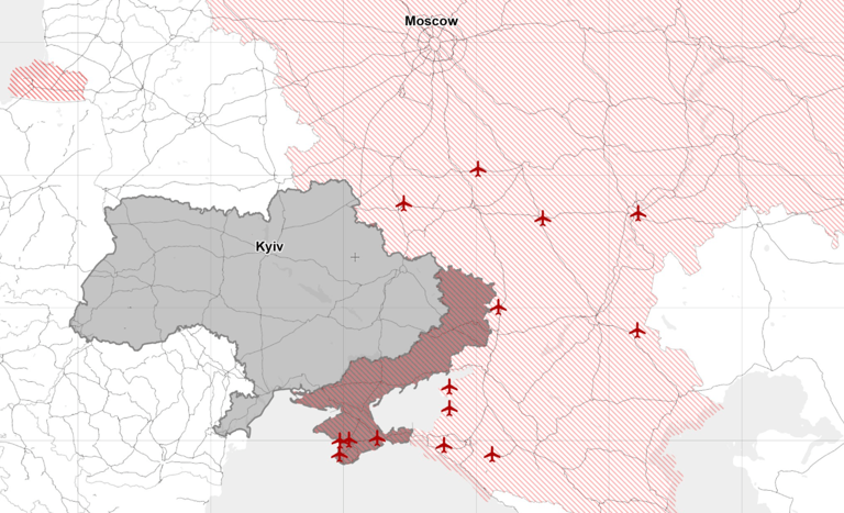 Satellite shows Russia shielding warplanes at 14 airfields