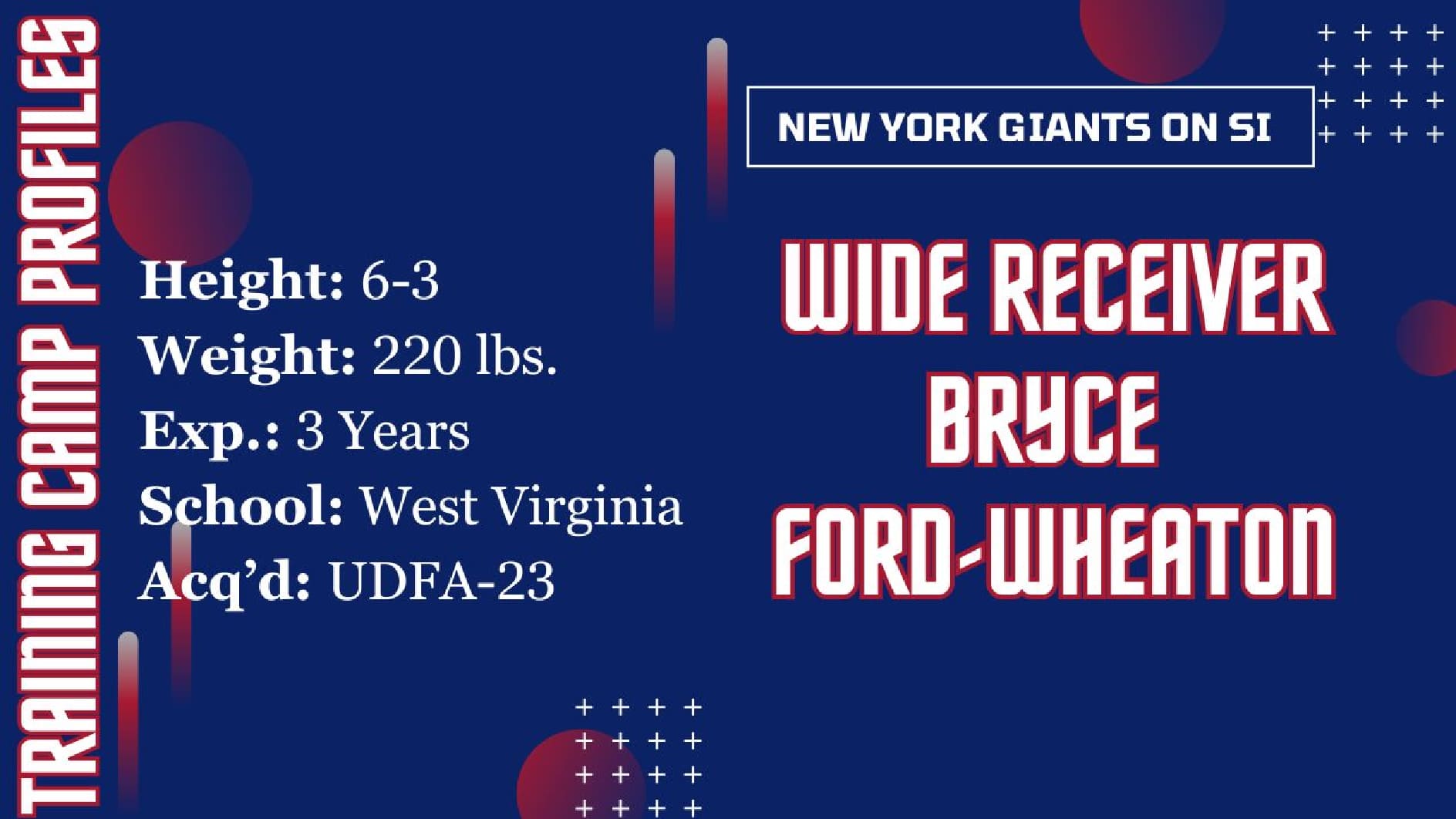 New York Giants Training Camp Preview: WR Bryce Ford-Wheaton
