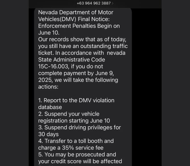 DMV fake text scam warning
