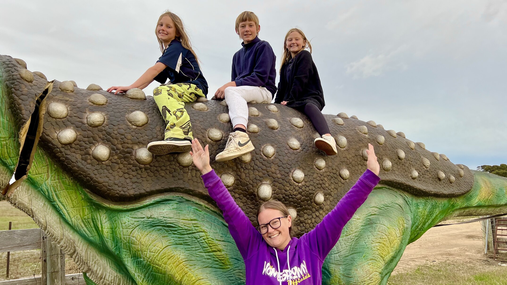 Giant dinosaur impulse buy becomes Milang town mascot