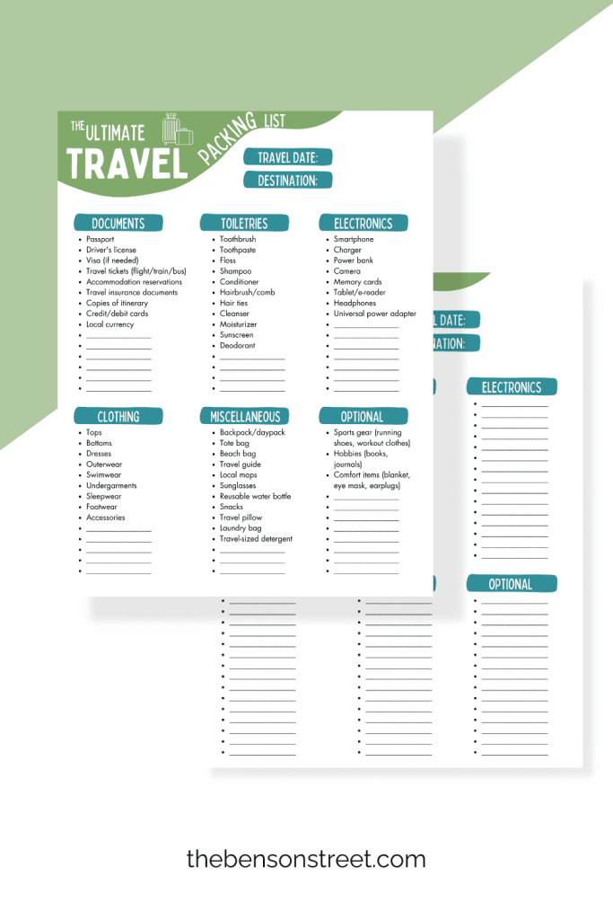 Free Printable Travel Packing List: Perfect for All Trips & Vacations