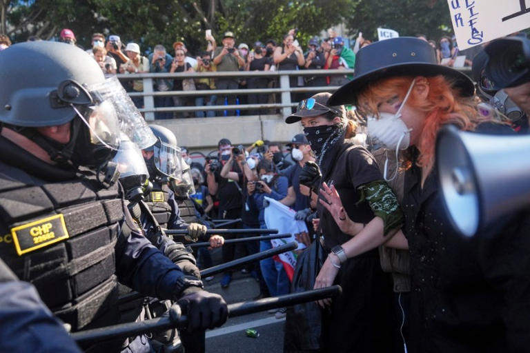 Anti-ICE protests intensify in Los Angeles on third day of unrest