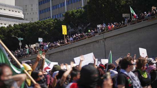 101 Freeway protest: Thousands block Los Angeles highway, traffic ...
