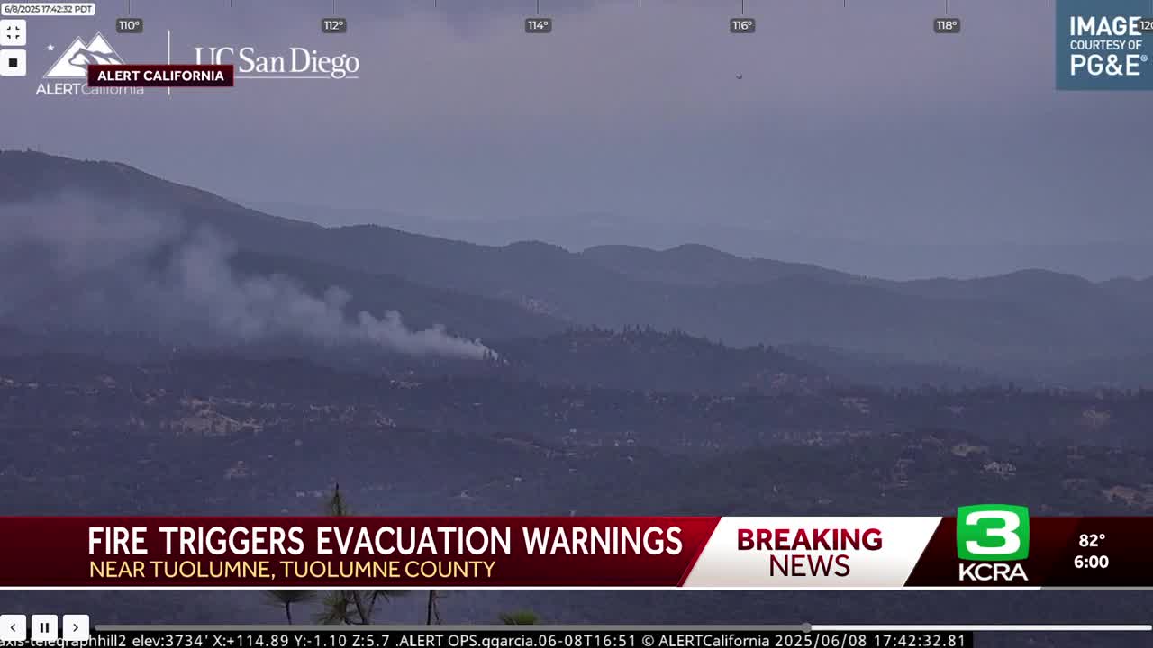 Evacuation warnings issued for Evergreen Fire in Tuolumne County