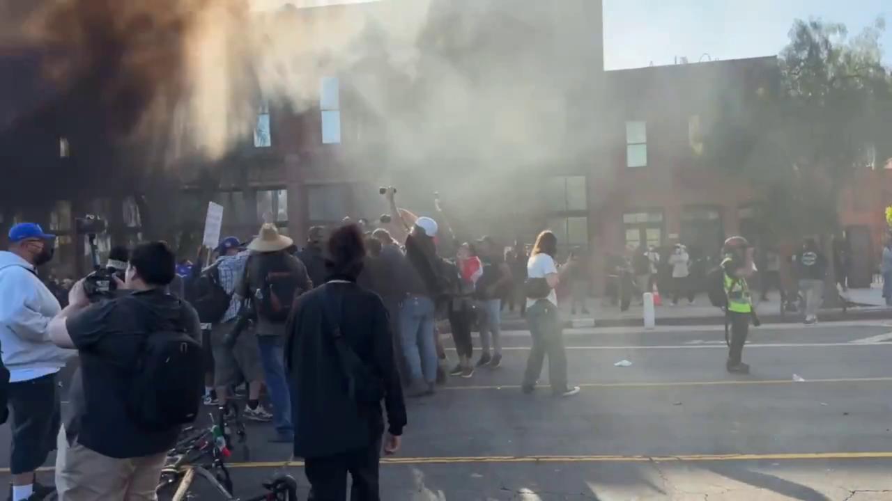 Electric car set alight during LA protests against immigration law ...