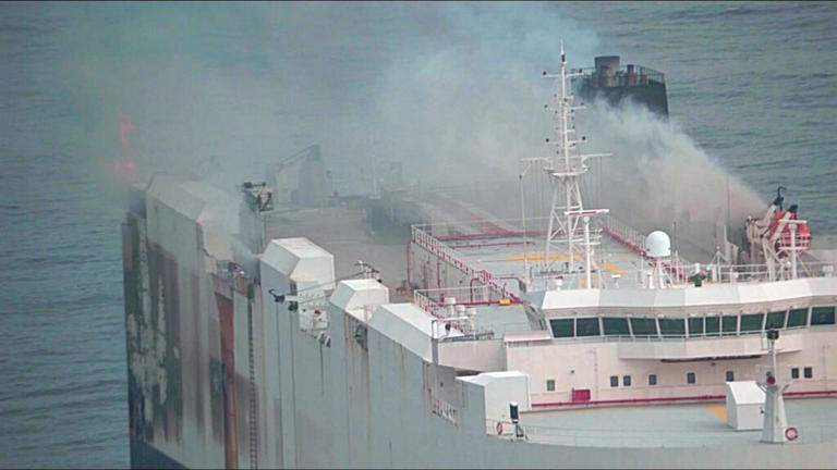 Significant maritime emergency as cargo ship carrying 3,000 vehicles ablaze