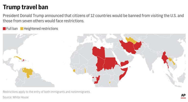 Trump banned citizens of 12 countries from entering the US. Here's what ...