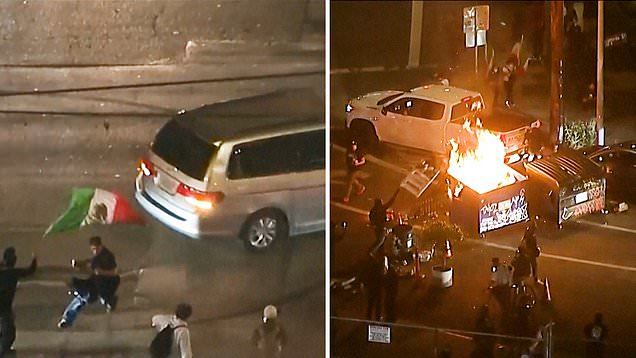 LA protests enter third night with car chases, dumpster fires and riot ...