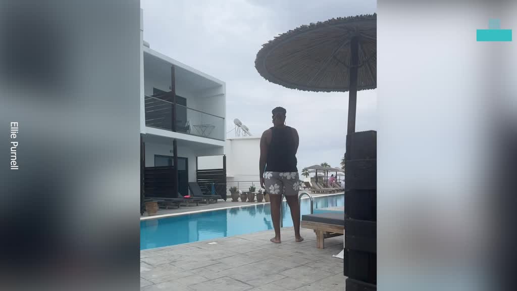 Hilarious Moment Man Falls Into Pool