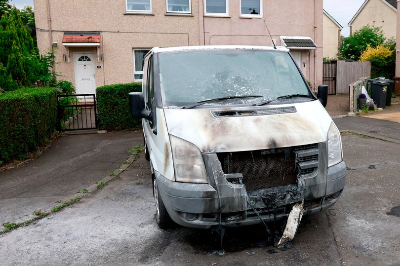 Gangster Ross McGill's men firebomb Transit van after Range Rover attack