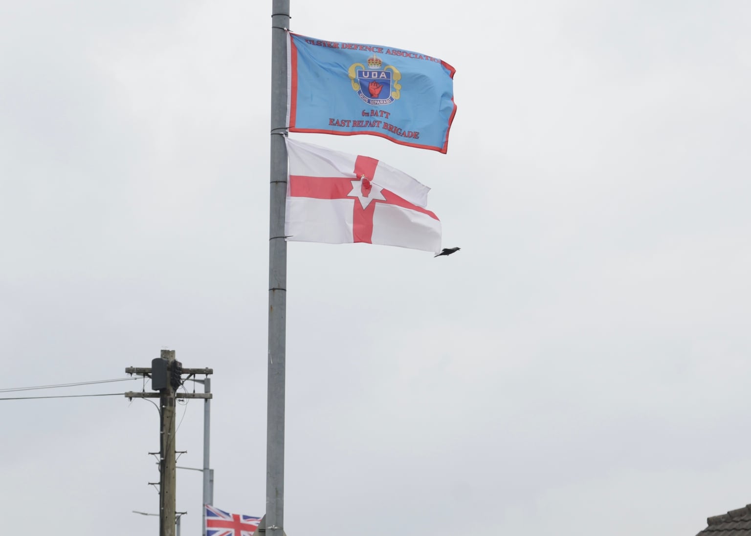 UDA flags put up within sight of police station