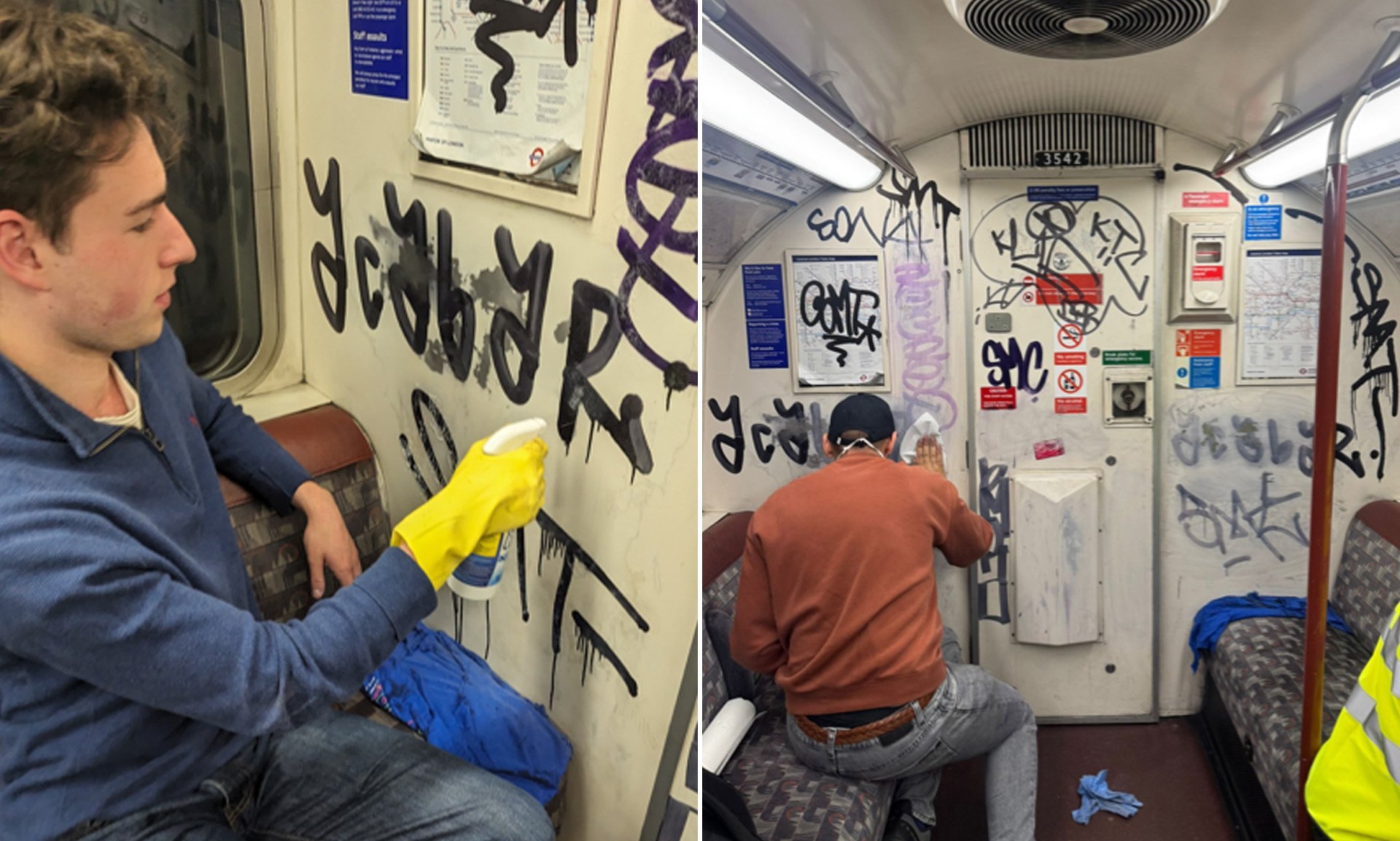 Londoners scrub graffiti off Tube trains themselves