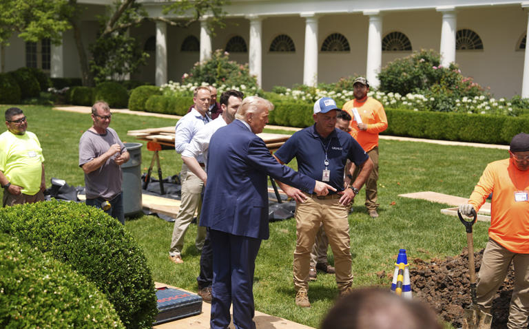 White House breaks ground on Trump projects to pave over Rose Garden ...