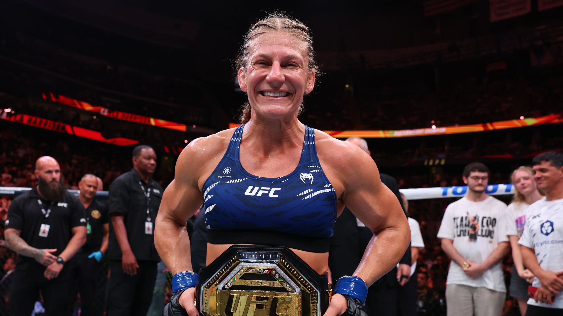 Watch Kayla Harrison receive hero’s welcome from Dustin Poirier ...