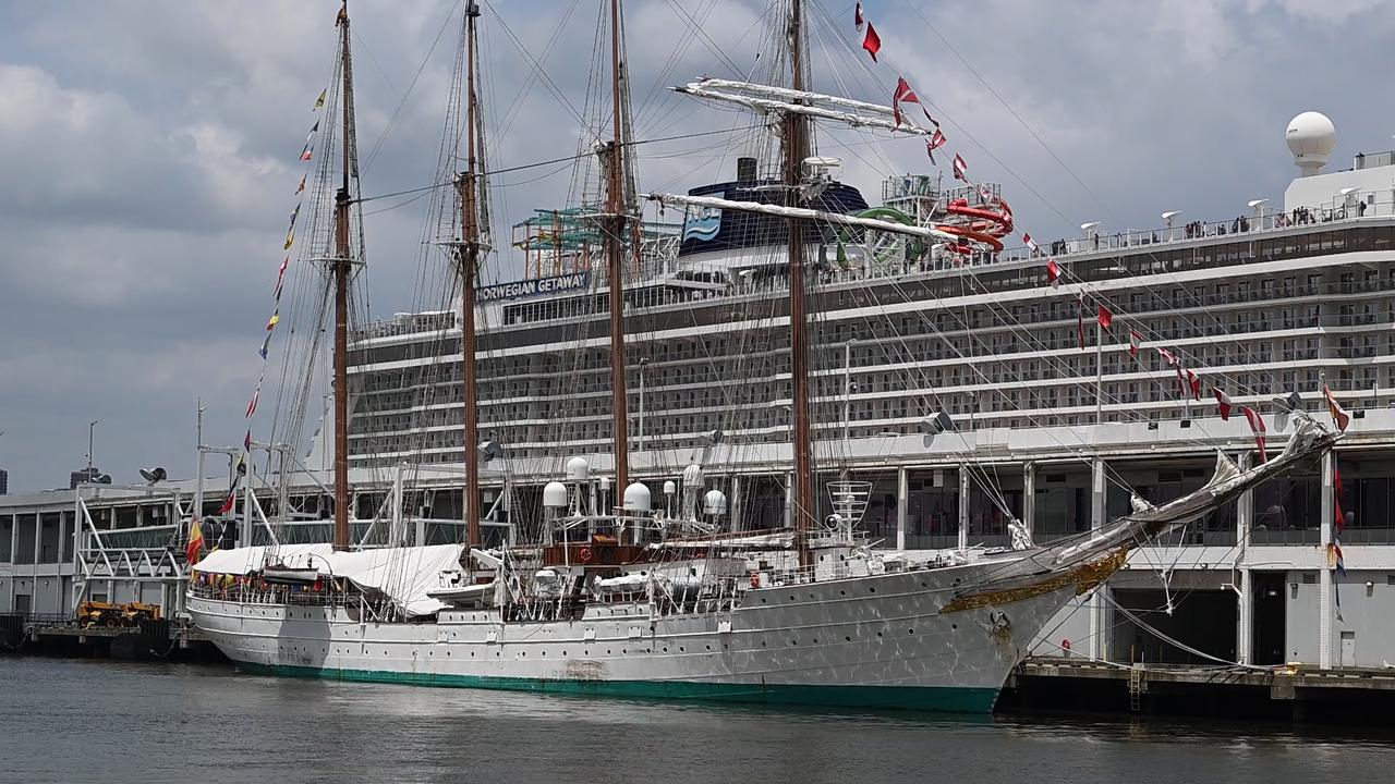NY: Spanish Sail Ship Juan Sebastian Elcano Docked In NYC - 62063778