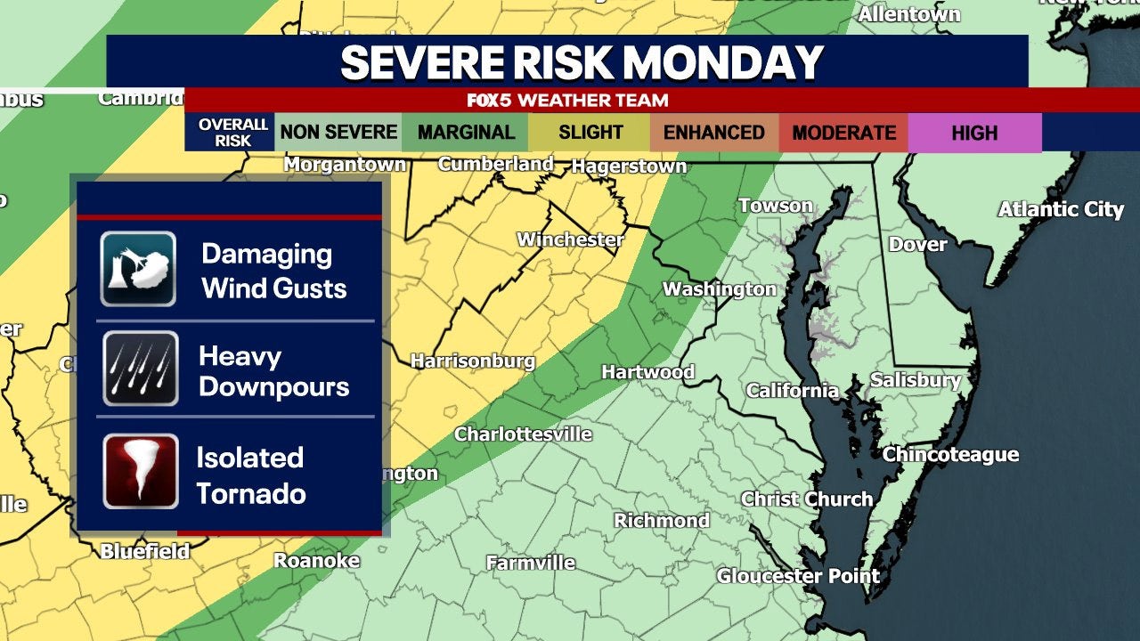 DC weather: Chance for isolated thunderstorms Monday afternoon
