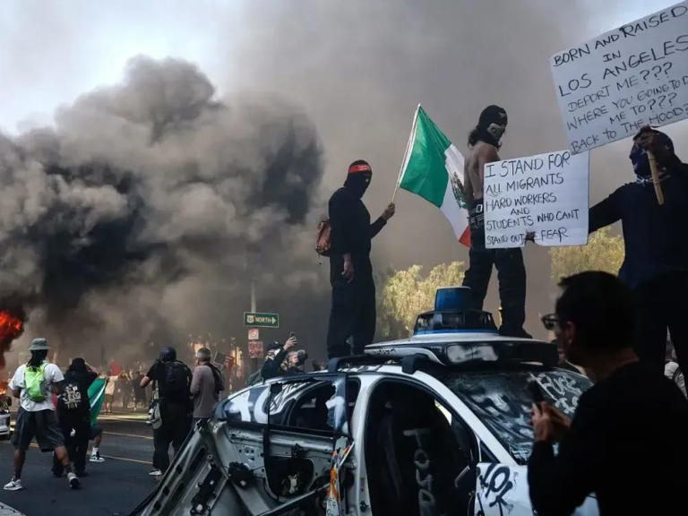 Waymo Cars Set On Fire In Downtown LA As Protests Turn Violent Over Weekend