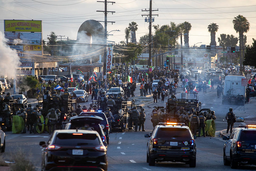 Pictures reveal scale of LA riots as immigration raids spark backlash