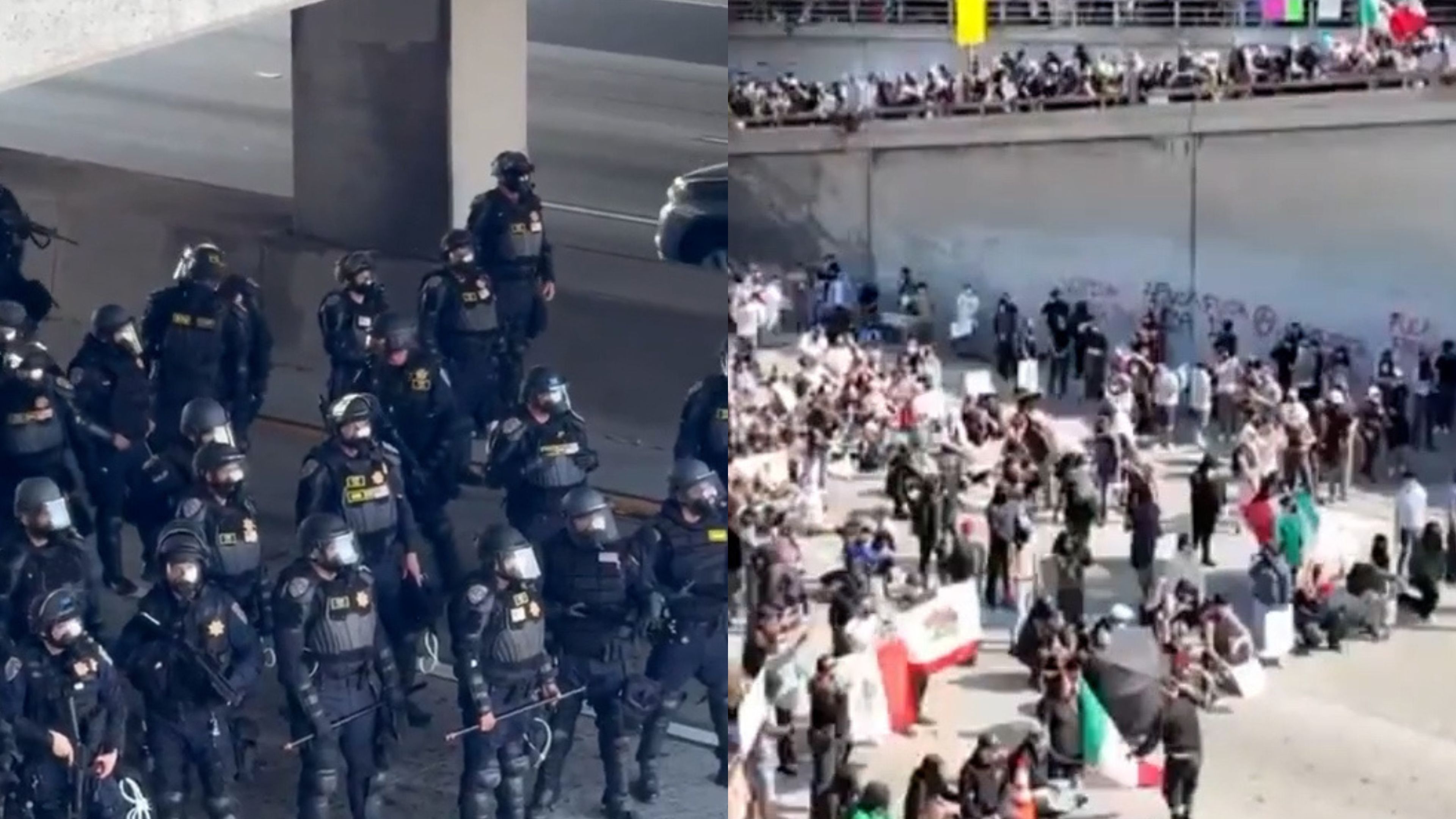 Tense standoff as authorities encircle ICE protesters