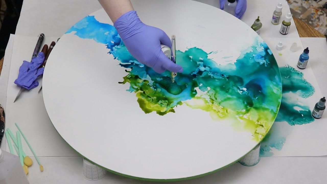 Colorful Alcohol Ink Painting on Wood