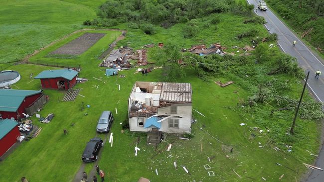 Aerial Footage Shows Homes Damaged, Farm Buildings Destroyed in Tornado ...
