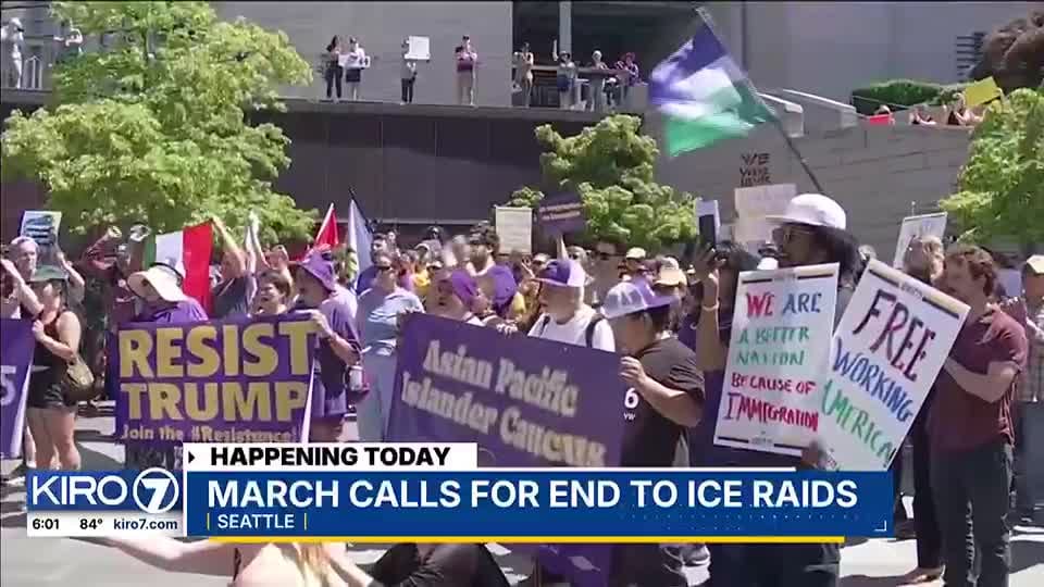 VIDEO: March in Seattle calls for end to ICE raids