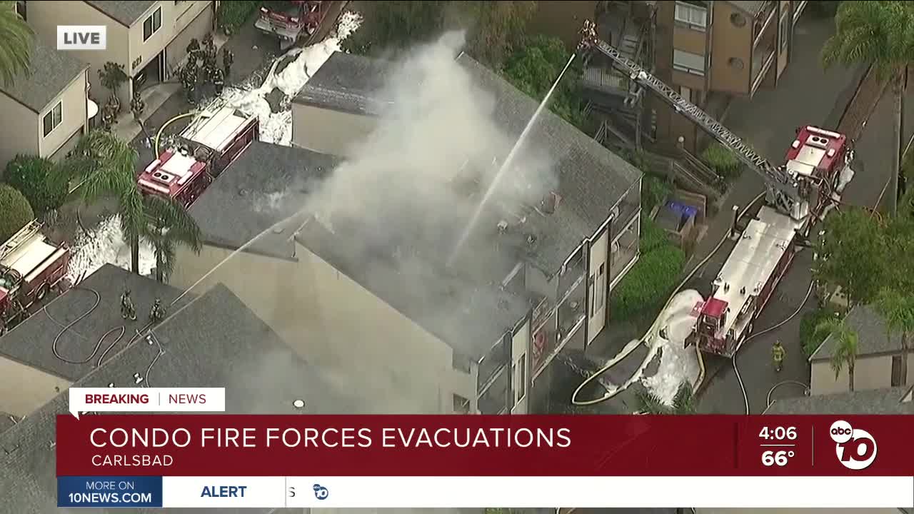 Fire in Carlsbad trigggers evacuations for condo community