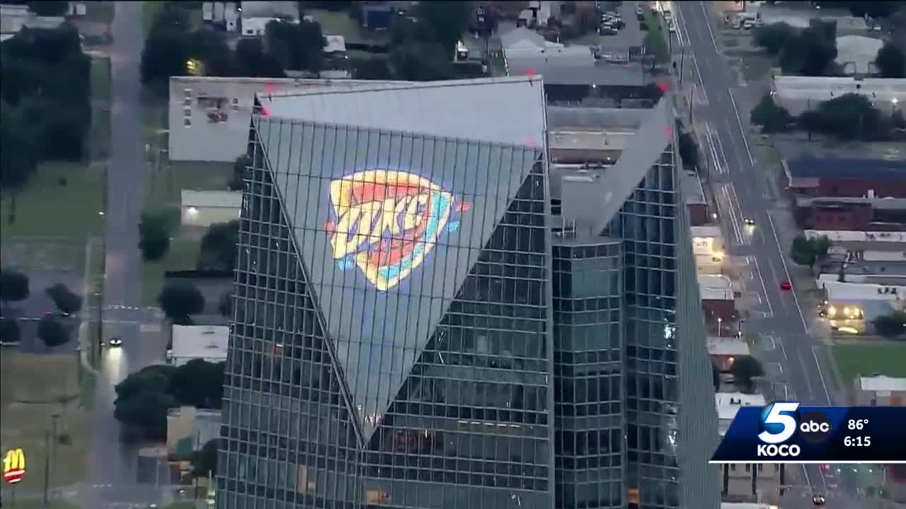 A look at how Devon Tower lights up OKC during NBA Finals
