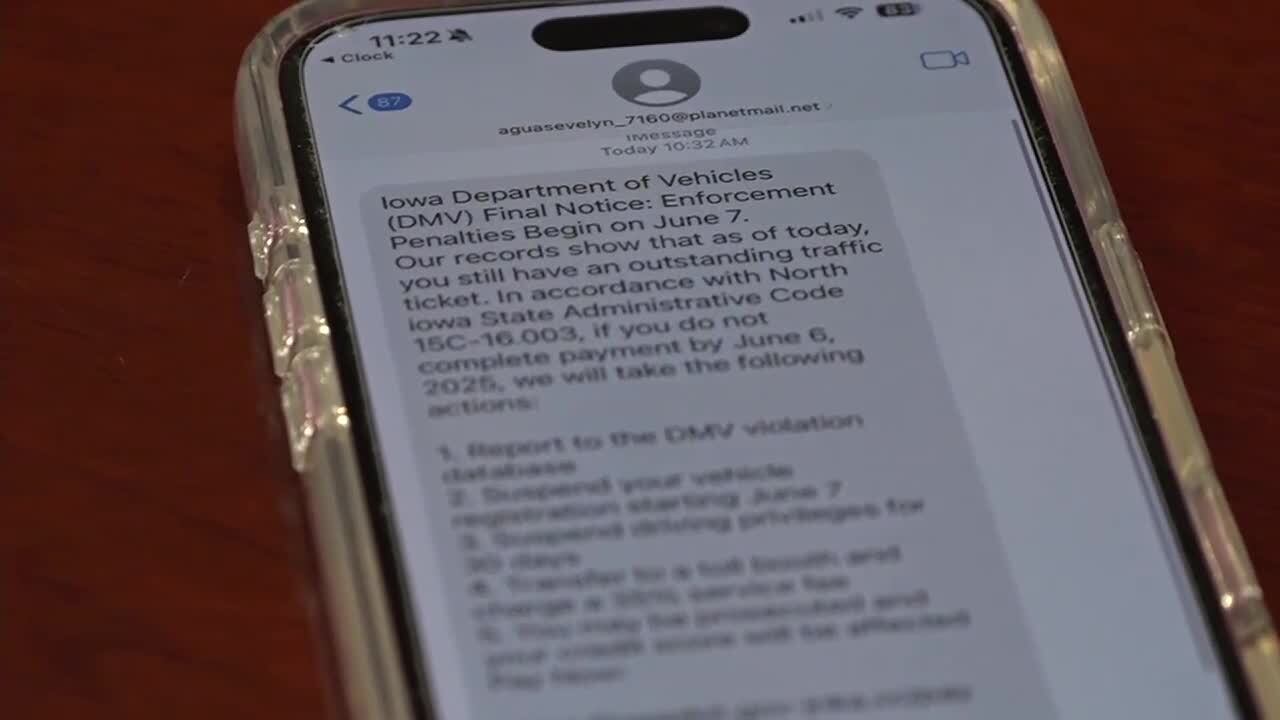 Iowa DOT warns against Department of Motor Vehicles text scam