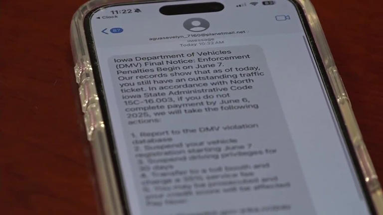 Iowa DOT warns against Department of Motor Vehicles text scam
