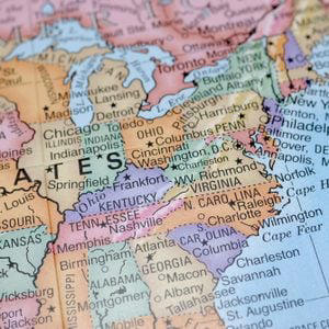 Can you guess what letter is not in any US state name?