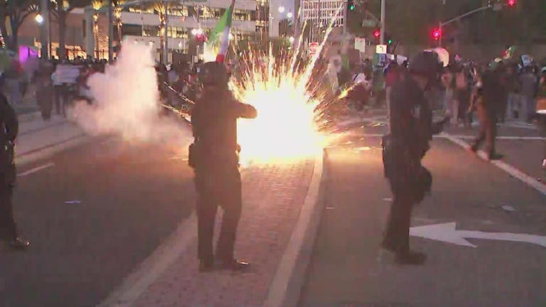 Protesters set off fireworks in Orange County after ICE raids confirmed