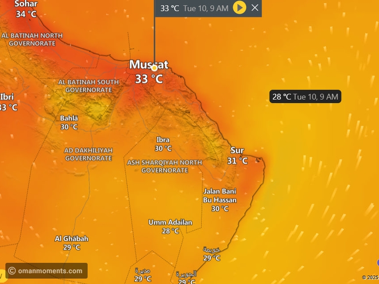 Sunny and Hot: Muscat, Oman Weather June 10, 2025