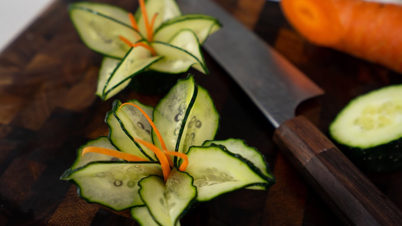 The cucumber garnish flower that turns any plate into art