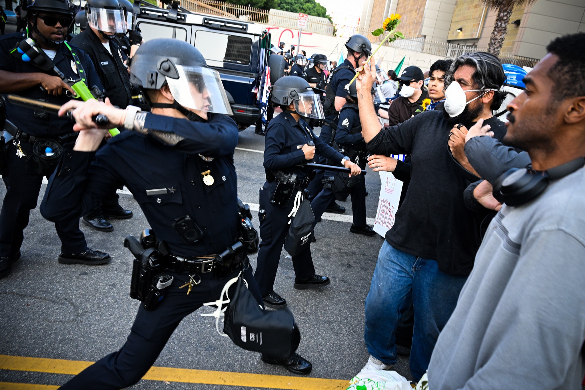 LA protests live: Trump claims ‘Newscum’ and mayor ‘paid agitators ...