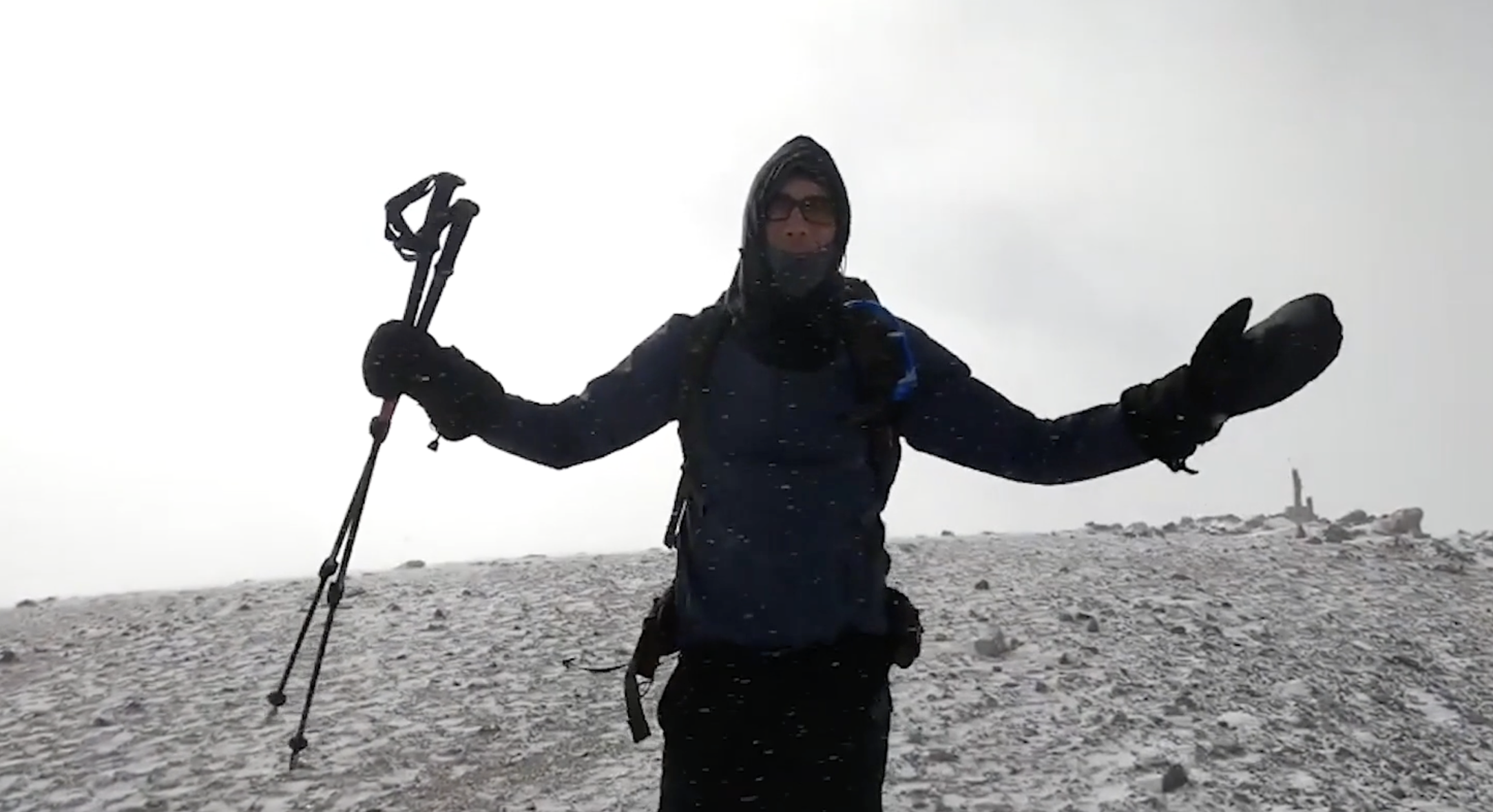 Brave Explorers Try Out Hiking During A Snow Storm