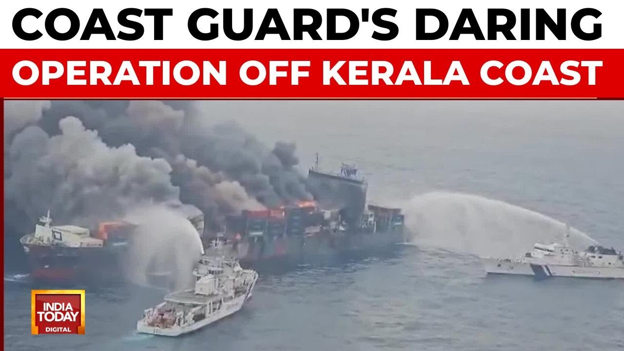 Dramatic deep-sea firefight: Indian Coast Guard battles blaze on ...