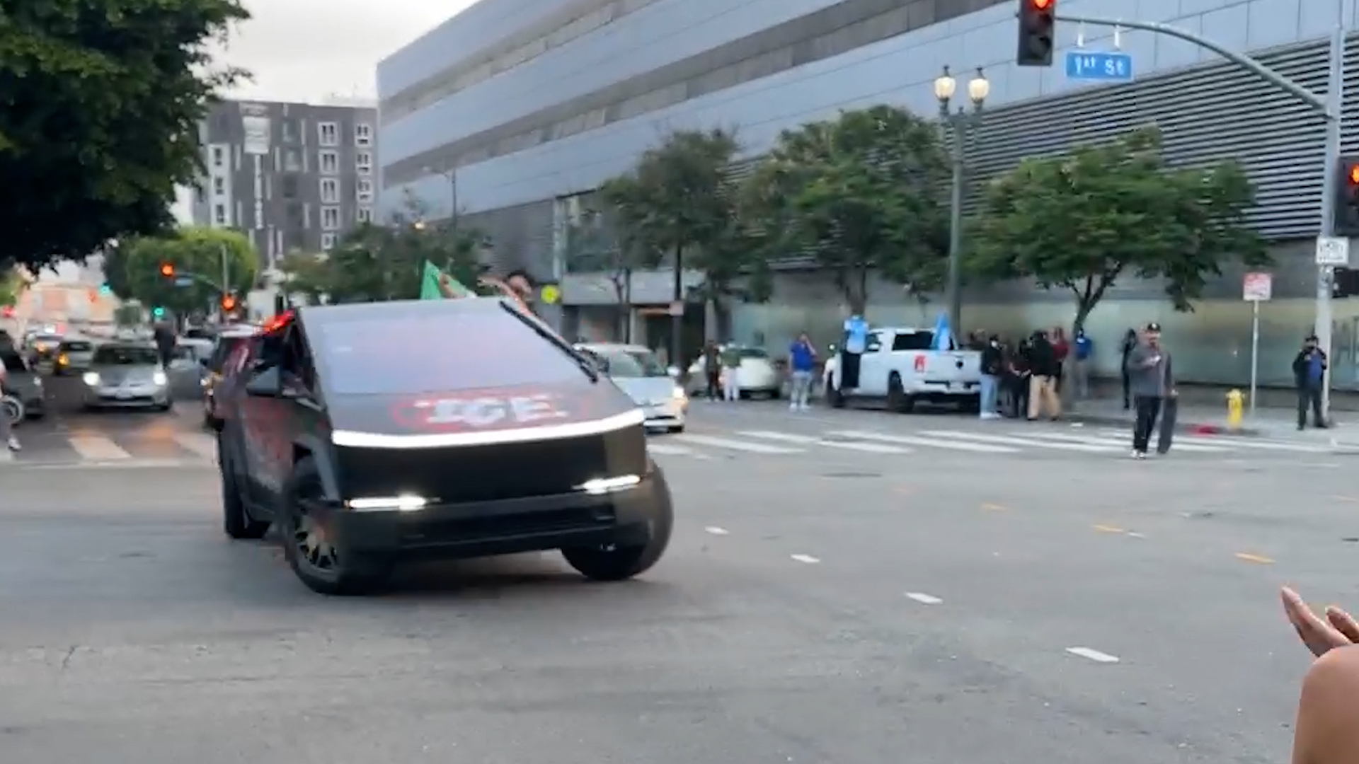 LA Protesters Seen Driving Vandalized Cybertruck Amid Escalating Conflict