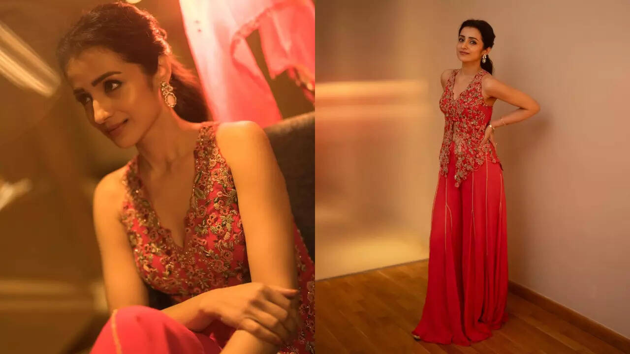 Trisha Krishnan stuns in deep red outfit