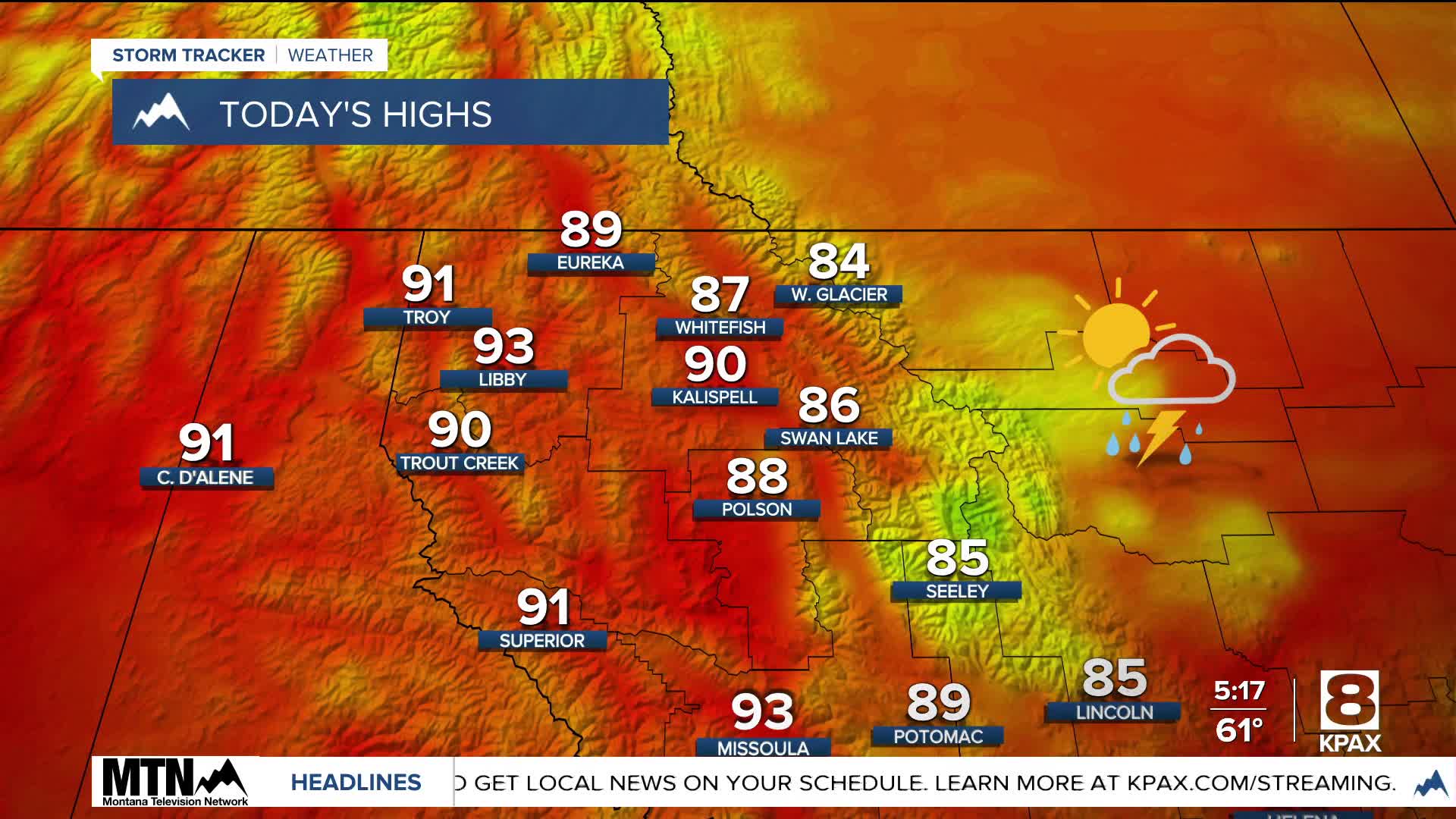 Another scorcher today; possible afternoon thunderstorms