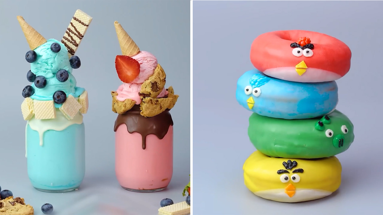 Overloaded Ice Cream Shakes & Angry Birds Donuts 🍦🐤 | Fun Summer Treats ...