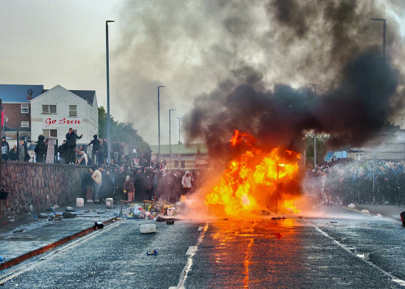 Petrol bombs and masonry thrown as police deal with ‘serious disorder ...