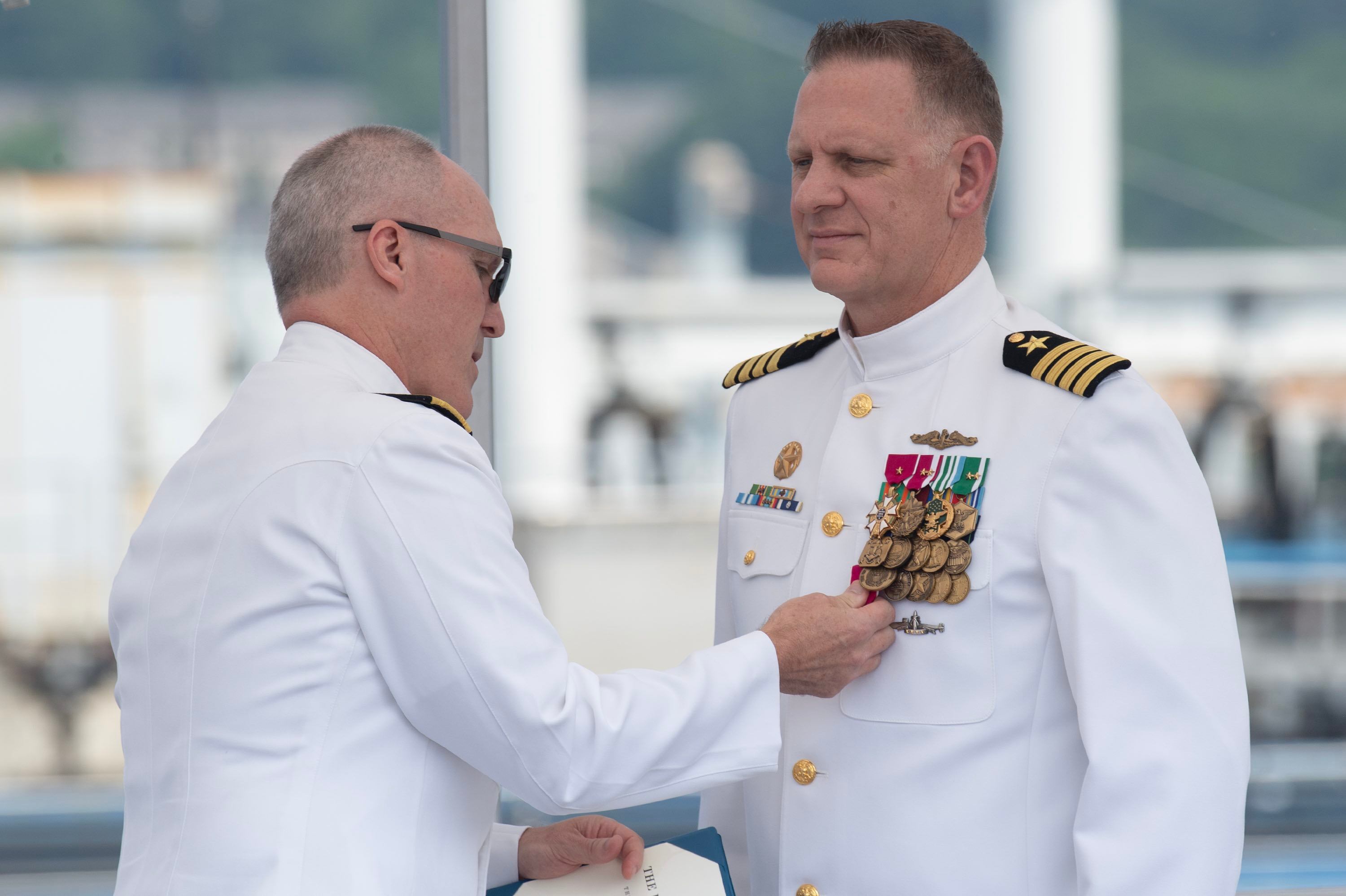 Change of command ceremony held aboard submarine USS Iowa