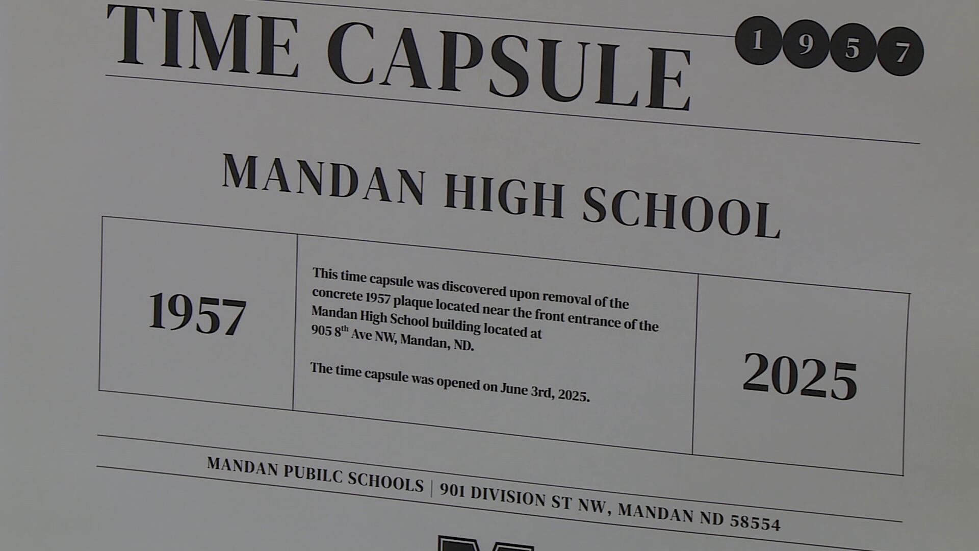 Mandan High School time capsule opened