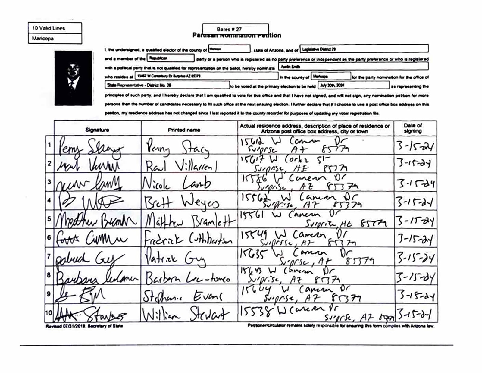 Former Arizona lawmaker Austin Smith charged with forging signatures on ...