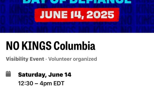 'Please be peaceful': Columbia participating in No Kings Day rally Saturday
