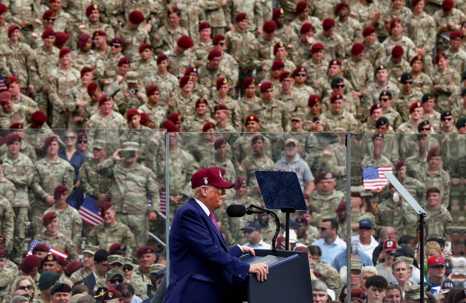 'Boo!' Trump prompts Army troops to jeer news media and cheer Robert E. Lee