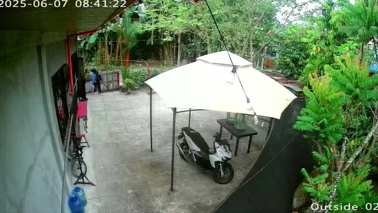 Bungling motorcycle rider crashes through front door almost hitting brother