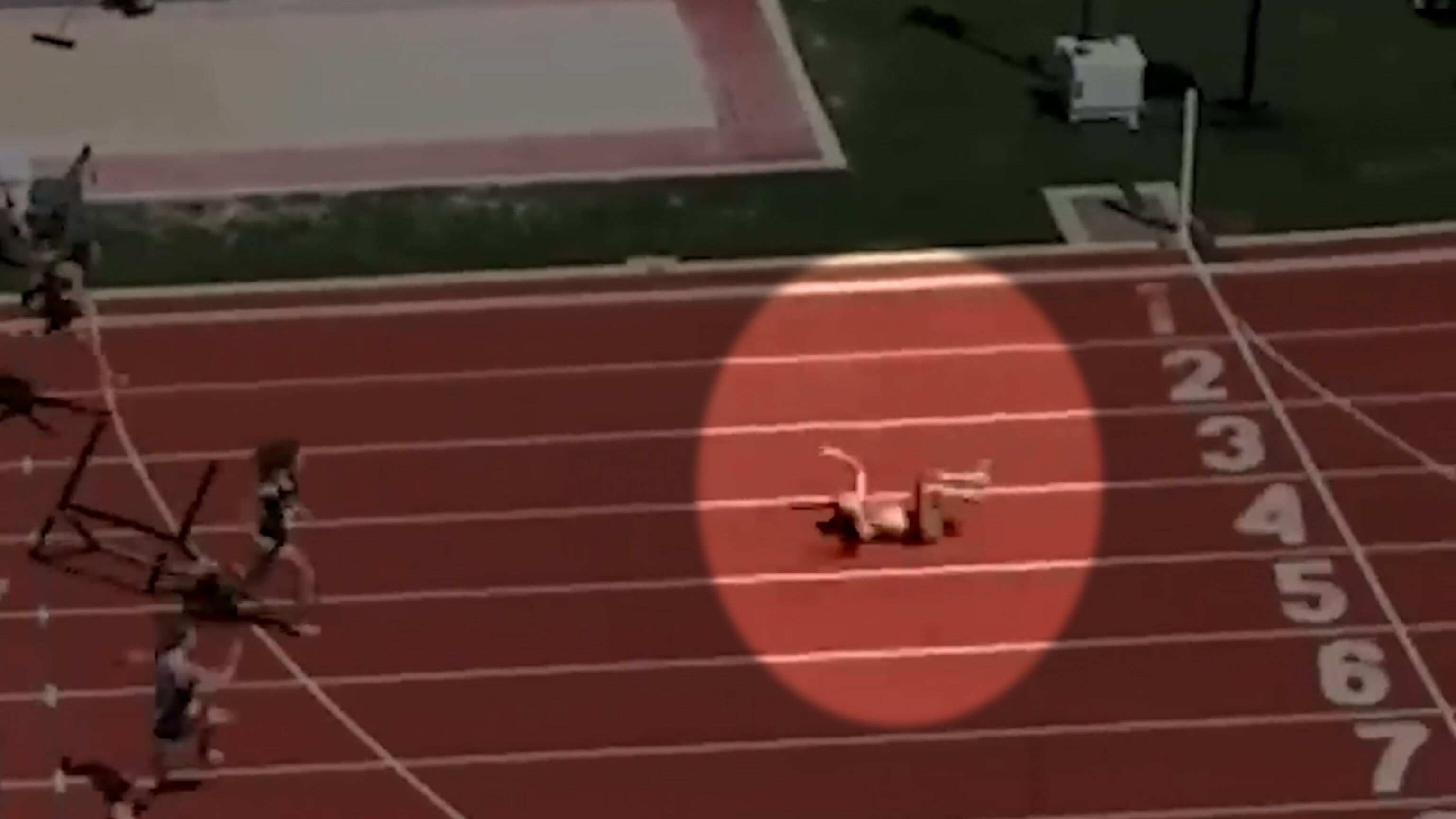 Runner somersaults across finish line and still wins race