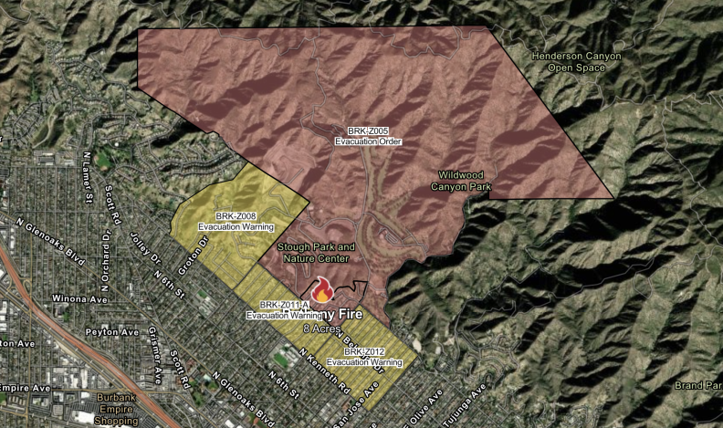 Bethany Fire prompts evacuations in Burbank hills